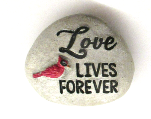 QTOP Love lives forever MEMORIAL CARDINAL STONE figurine visitor heaven ...