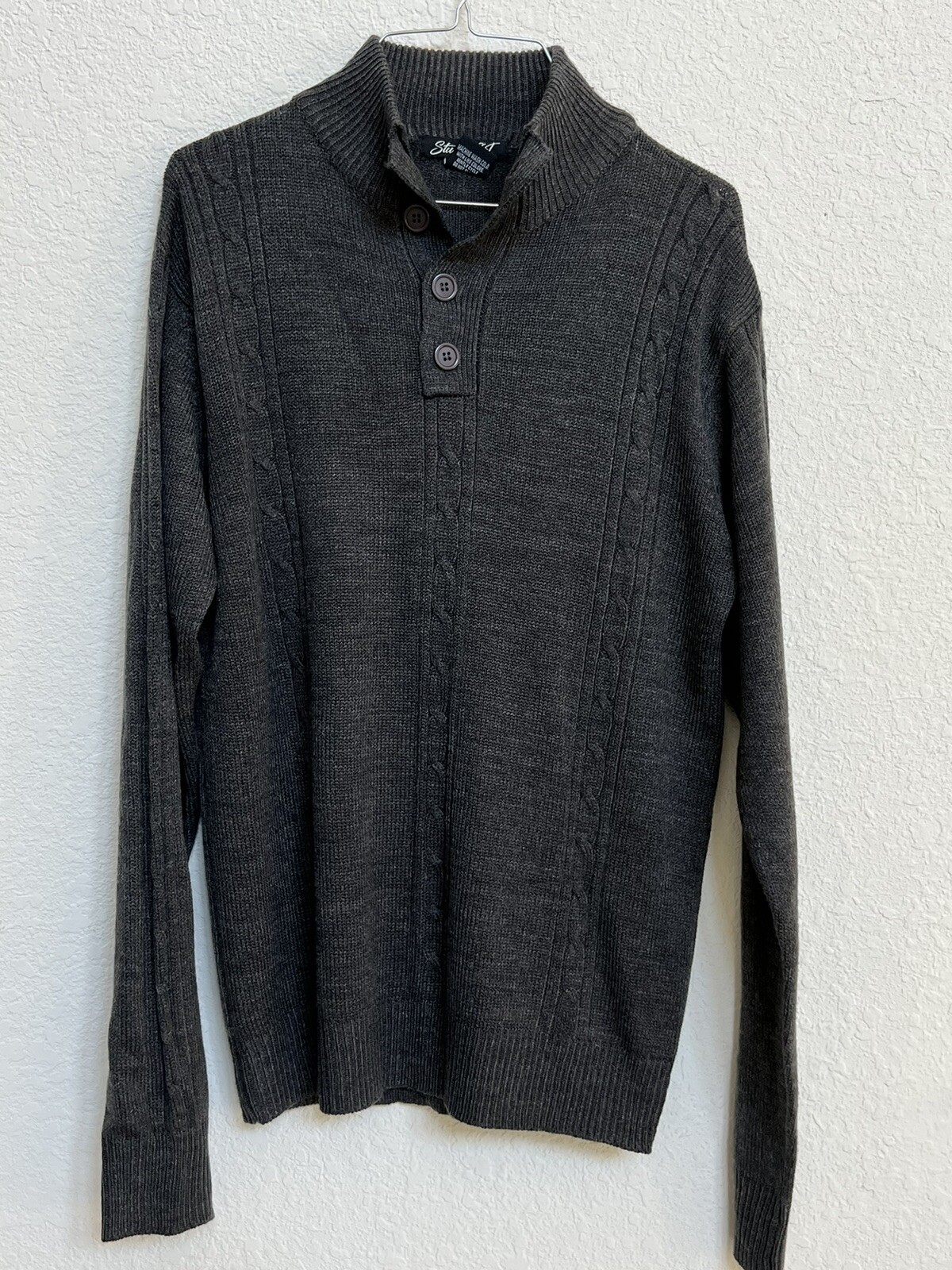 STUDIO 84 - Men 1/4 Button Pullover Sweater - Color G… - Gem
