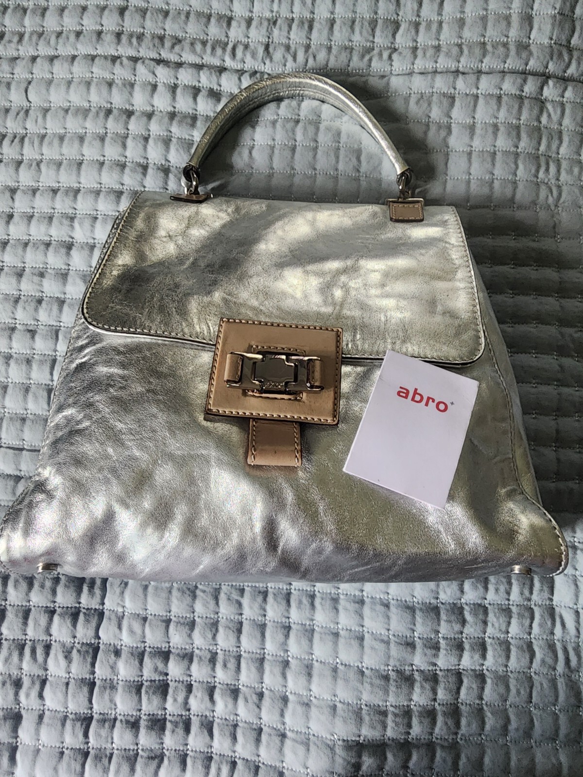 Handbag Abro Leather Metallic SILVER Purse Shoulderbag Purse | eBay