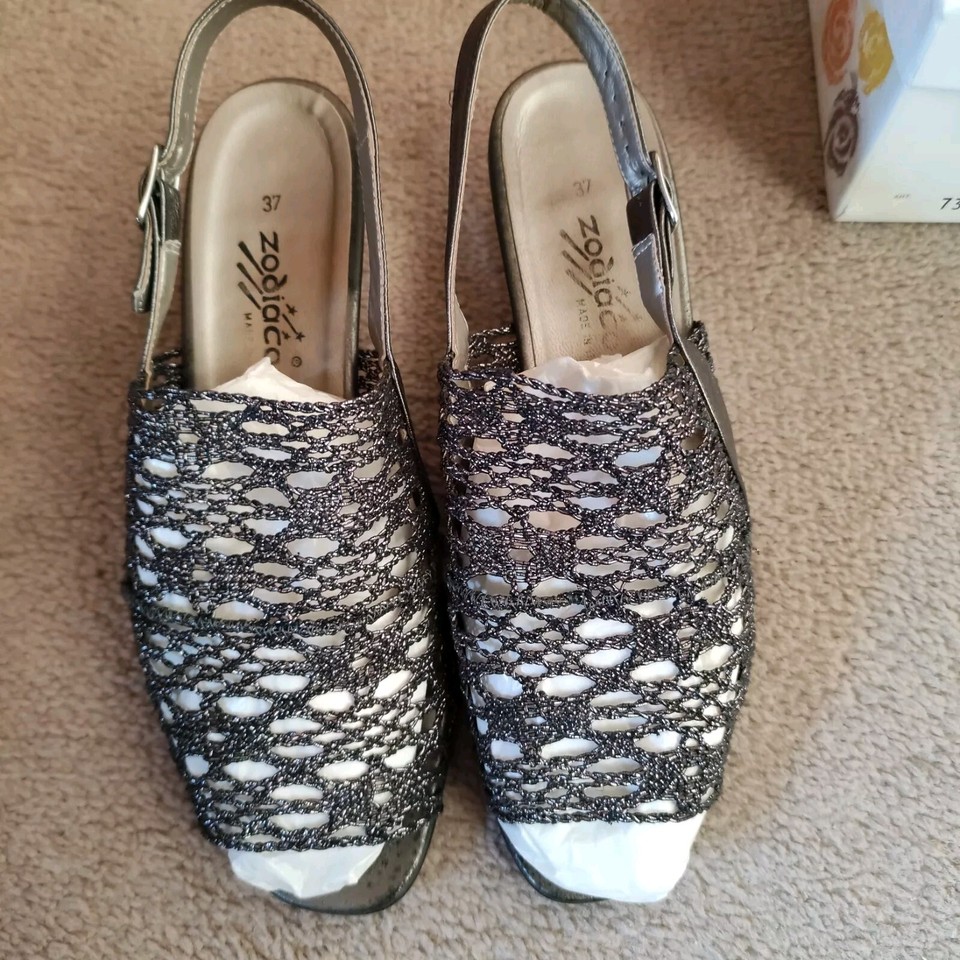 UK 4 Zodiaco Ladies Italian Netted Upper Wedge Sandals | eBay UK