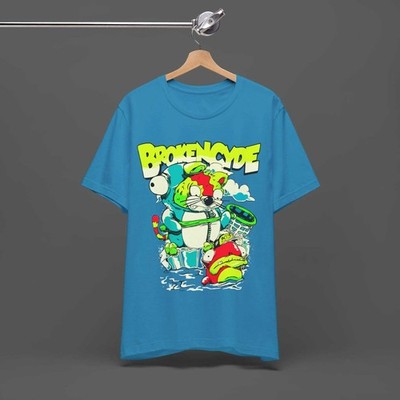 Hot Brokencyde Cotton T-Shirt Men and Women Short Sleeve Blue Full Size ...