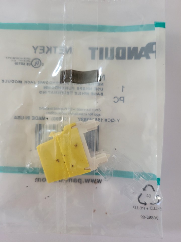 Panduit NK688MYL Netkey CAT6 RJ45 8-position 8-wire Jack Module, Yellow ...