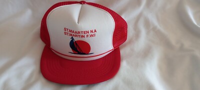 Vintage SnapBack Mesh Back HAT Cap St. Martin, F.W.I. St. Maarten, N.A ...