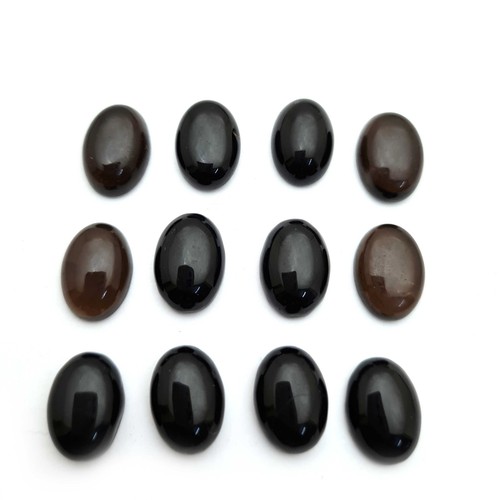 Natural Black Onyx Oval One Side Flat Cabochon Gems Lot 29 Pcs 10*14 MM ...