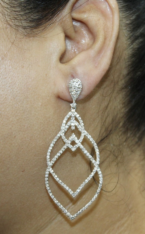 3.46ct Natural Round Diamond 14k Solid White Gold Dangler Butterfly ...