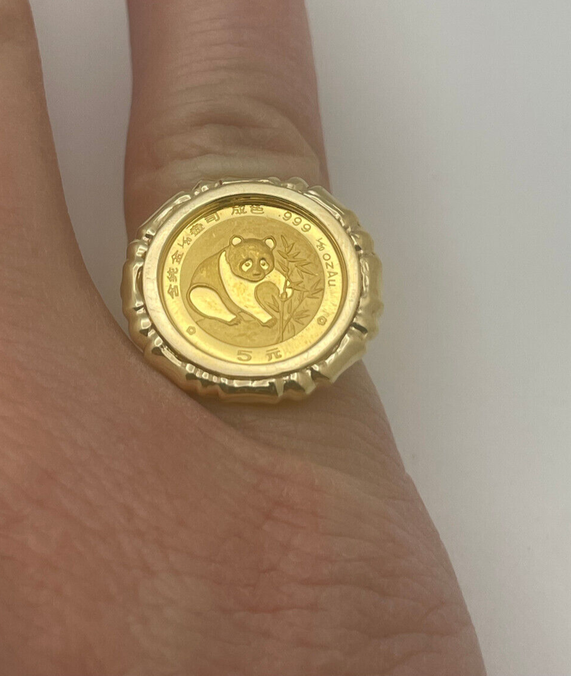 14K Yellow Gold 1988 1/20oz .999 Gold Chinese Panda Coin Ring 5.47 ...