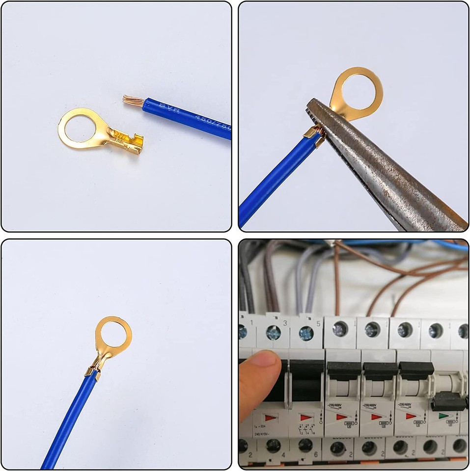 150 Pcs M3/M4/M5/M6/M8/M10 Copper Ring Terminals Brass Wire Connectors ...