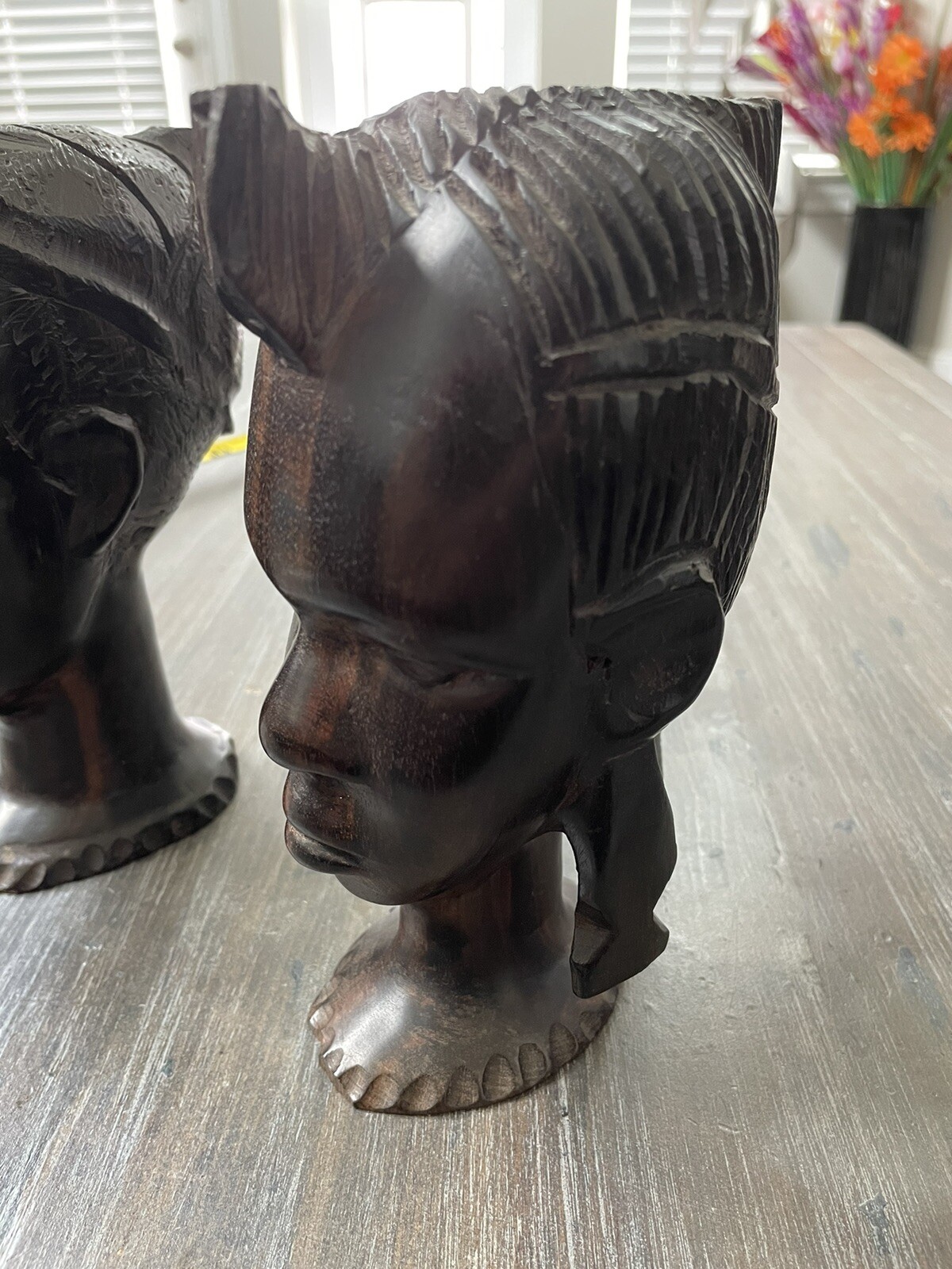 Vintage African Wood Carving Busts Ebony African Art Handmade 7.5” | eBay