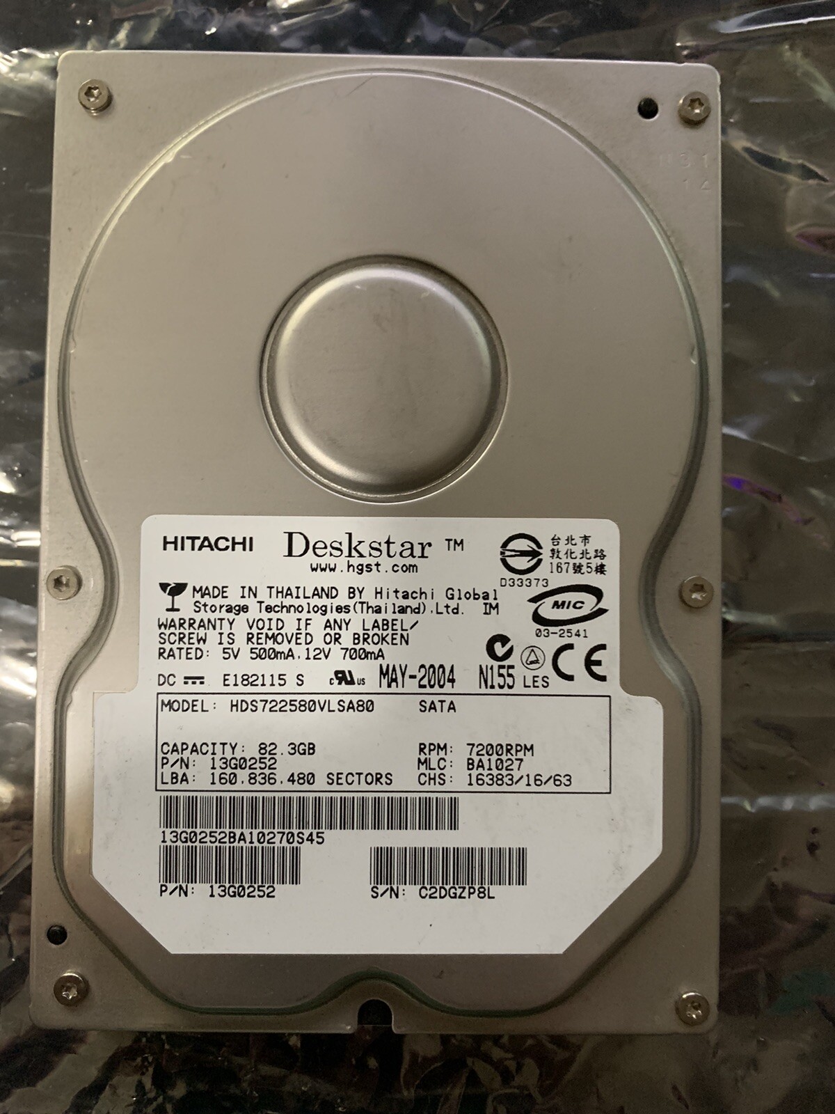 Hitachi+Deskstar+HDS728080PLAT20+80GB+Internal+7200RPM+3.5%22 ...