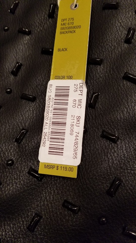 NEW Gianni Bini Black Studded Backpack Adjustable Removable Straps ...