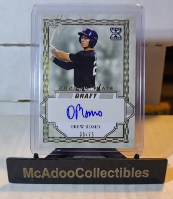 2020 Leaf Ultimate Draft Autograph Gold Drew Romo Rookie Rockies Top 10 ...