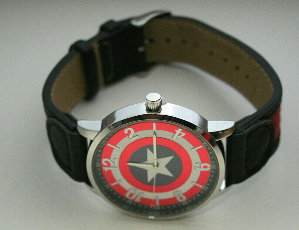 Marvel Comics Captain America Shield Dress Watch Men's New NOS Box 2 ...