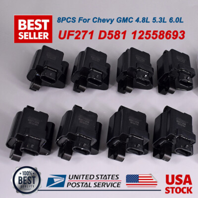 8PCS ACDelco High Ignition Coils For Chevy 4.8L 5.3L 6.0L UF271 D581 ...
