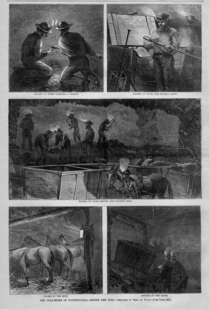 COAL MINES OF PENNSYLVANIA HISTORY MINERS AT WORK MULE LANTERN CANDLE ...