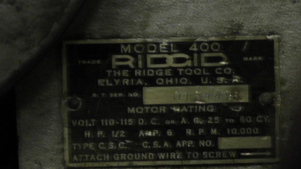 Ridgid 400 Electric Pipe Threader Machine, Tested/Works, No legs, L ...