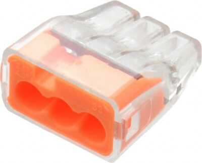 250 Pack Ideal 3 Port, 18 to 12 AWG Compatible, Orange Push-In Wire ...