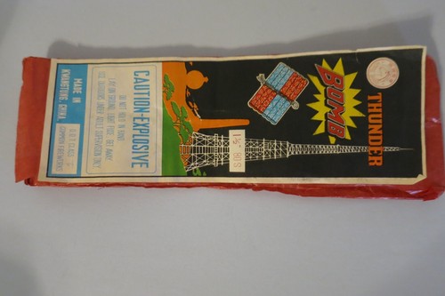 Vintage Thunder Bomb Firecracker Label & Red Wrapper 1 1/2" 80S ...