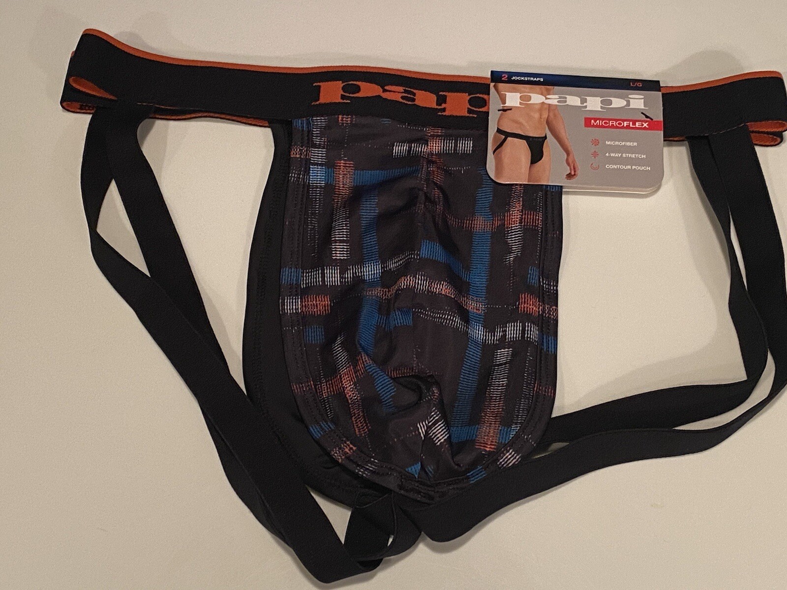 NEW - 2 PACK - PAPI MICROFLEX JOCKSTRAPS - BLACK & ORANGE - SMALL (28 ...