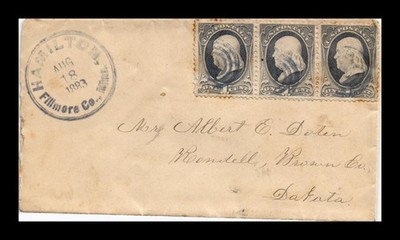 DR JIM STAMPS US COVER HAMILTON MINNESOTA 1883 BLUE INK CANCEL TO ...
