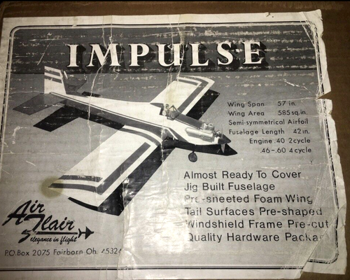 New Open Box Air Flair Impulse low wing Sport 40 ARC RC Airplane ...
