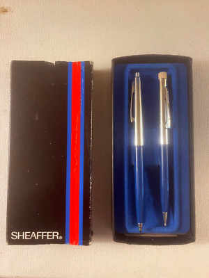 1970s Sheaffer Blue Ball Pen & Pencil Set Sheaffer box Excellent ...