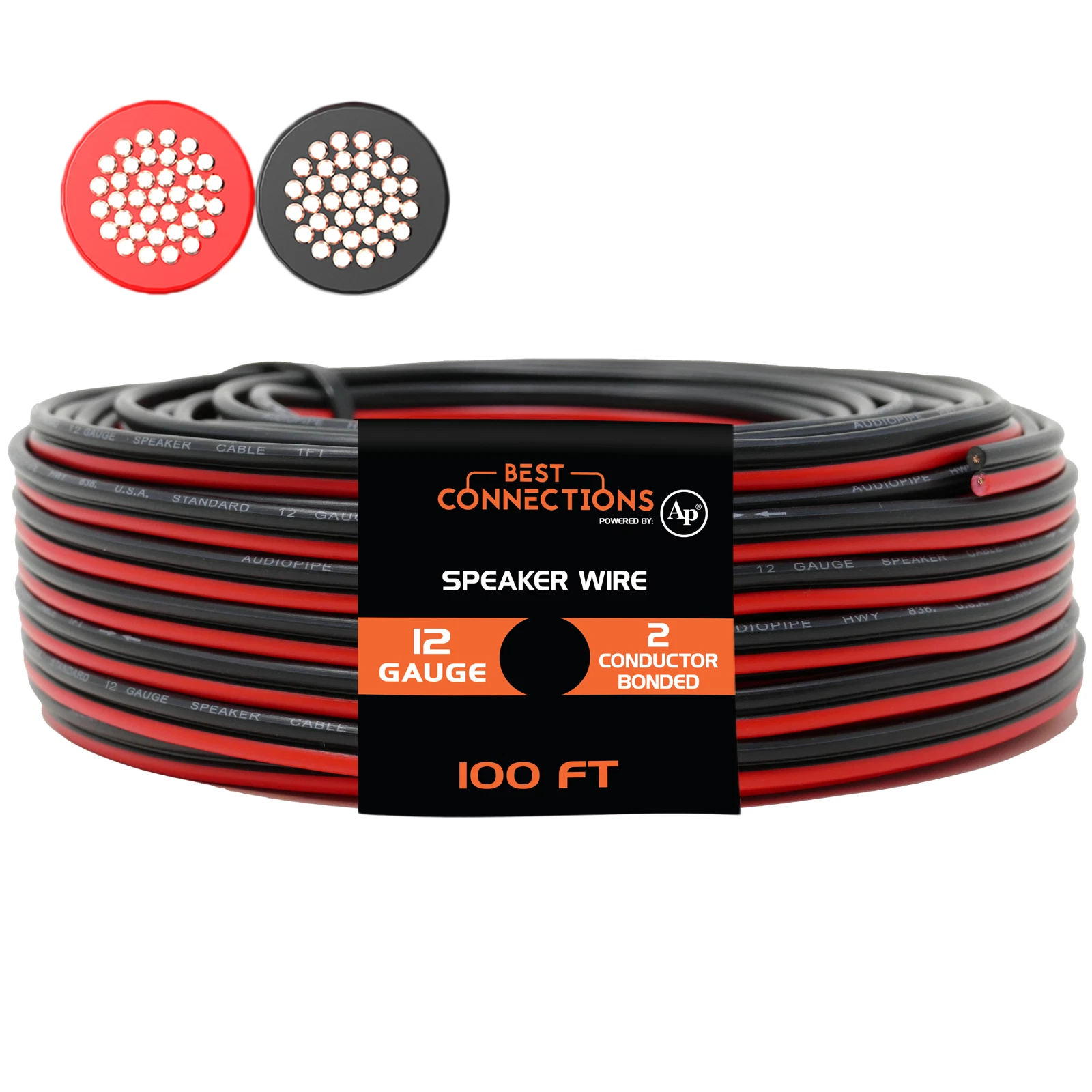 100 Feet Red Black 2 Conductor Cable Car Stereo Home Audio 100ft Roll ...