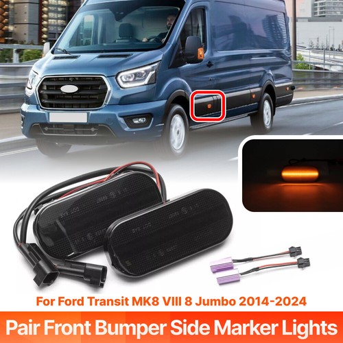 Pair LED Side Marker Light Lamp Smoked For 2014-2024 Ford Transit MK8 ...
