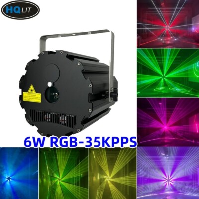 ILDA 35kpps Scan 6W Laser Light RGB Colorful Animation Beam stage club ...