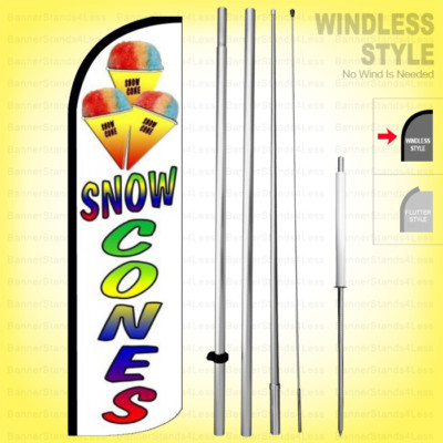 SNOW CONES - Windless Swooper Flag Kit 15' Feather Banner Sign wq-h | eBay
