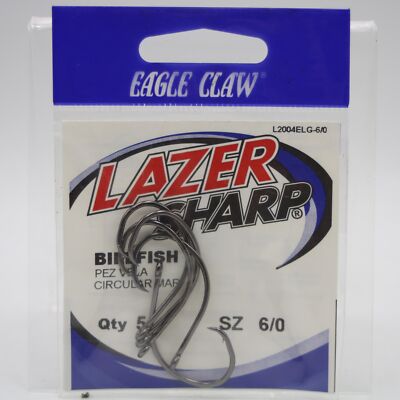 Eagle Claw Lazer Sharp L2004ELG Billfish Circle Sea Fish Hooks Size 6/0 ...