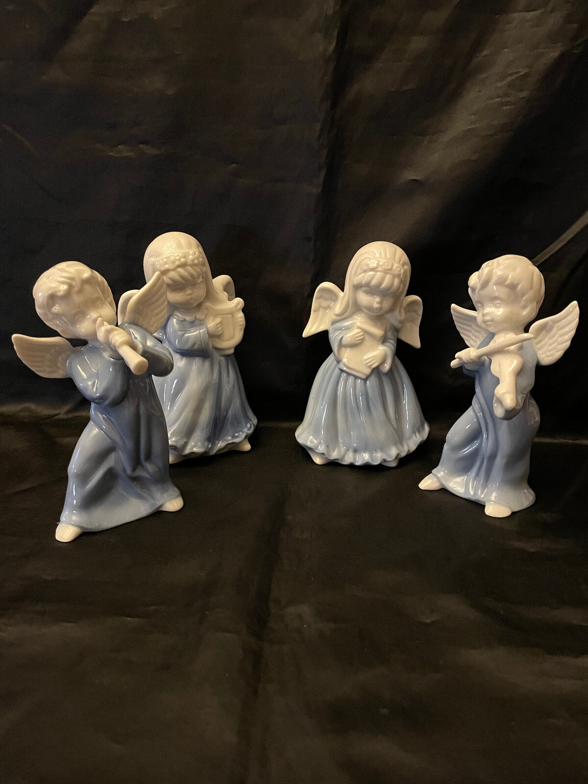 PREOWNED VINTAGE ENESCO FIND PORCELAIN BLUE ANGEL STATUE FIGURES LOT 6 ...