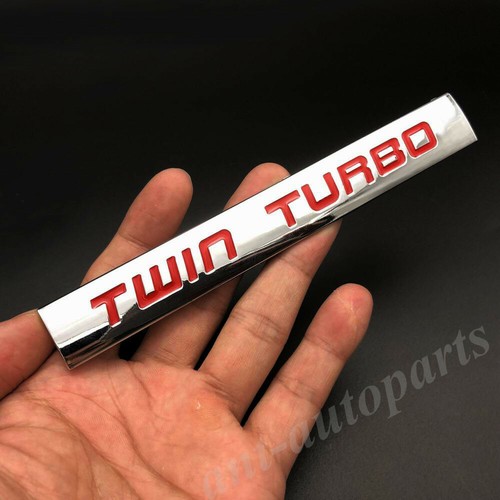 Metal Chrome Red Twin Turbo Engine Car Emblem Badge Decals Sticker 3.5 ...