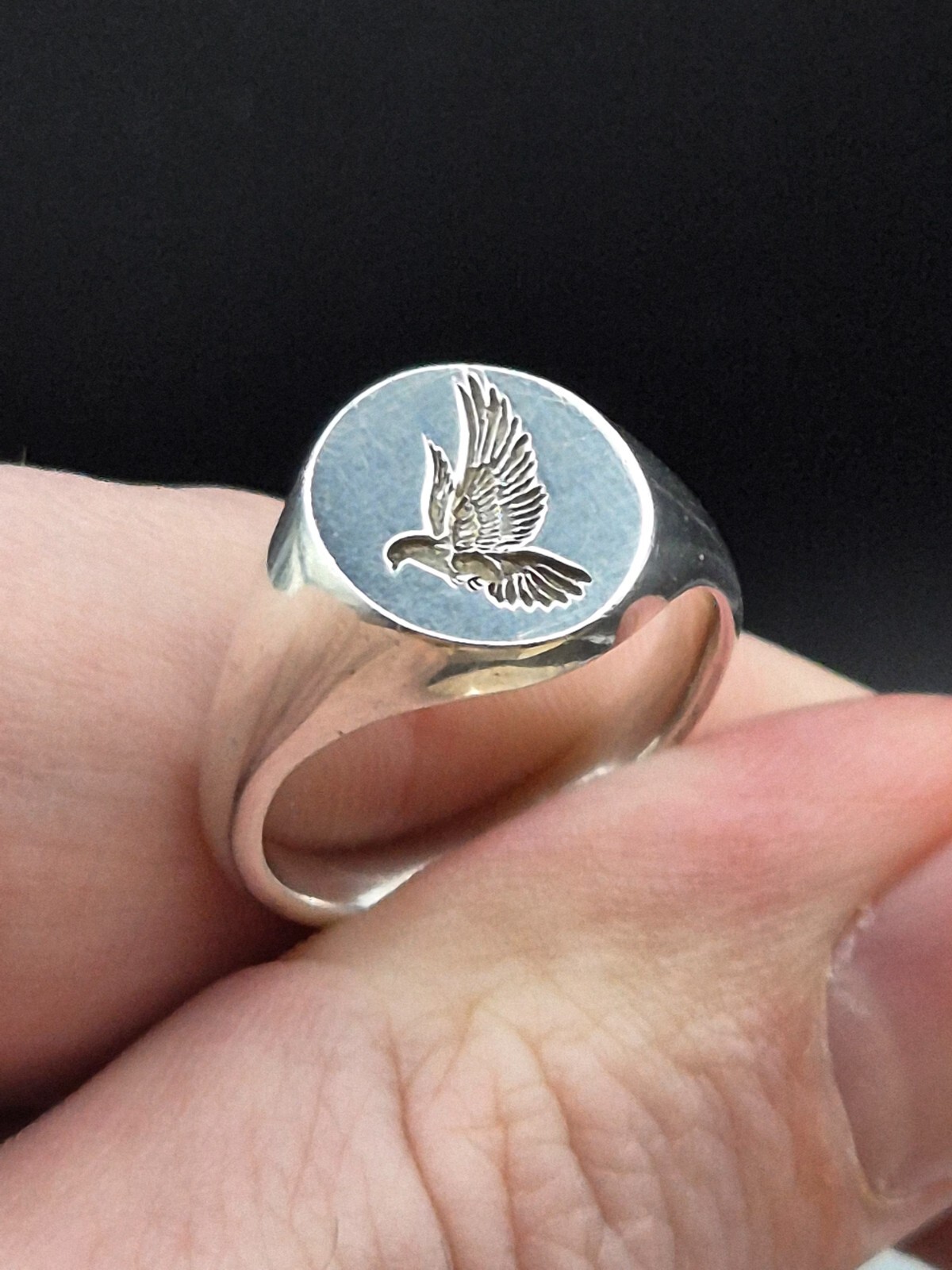 Stunning Dove / bird seal crest signet ring 925 Silve… - Gem