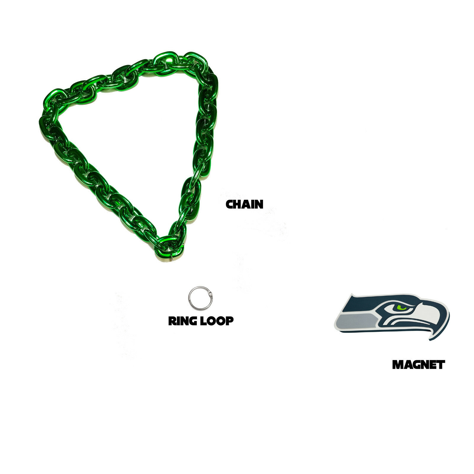 New NFL Seattle Seahawks Green Fan Chain Necklace Foam 847624067275| eBay