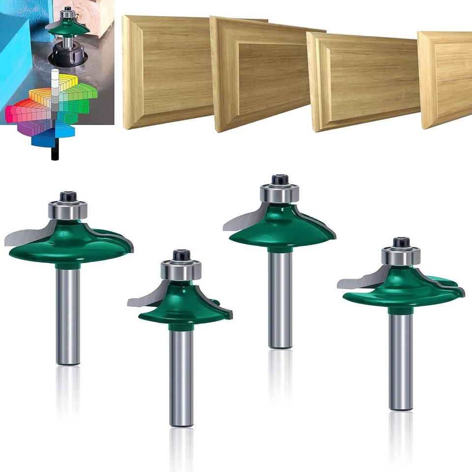 PEALIFE Router Bit Set Door Drawer Cabinet Front Edging 1/4 Inch Shank ...