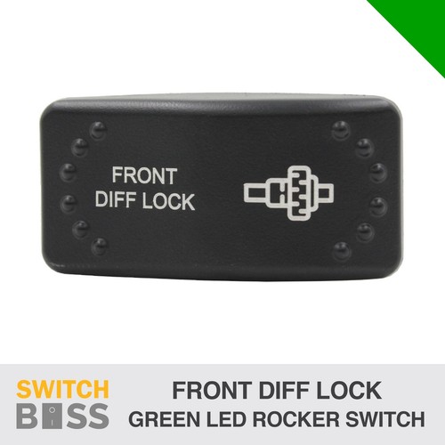 Front Diff Lock LASER ETCHED Horizontal Rocker Switch Green LED 12v 24v ...