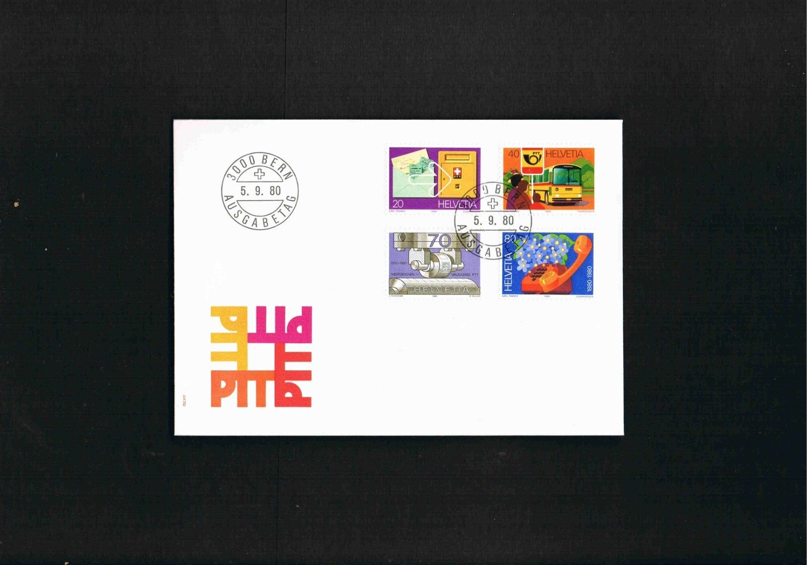 Schweiz-FDC Mi. Nr. 1180-1183 " PTT-Serie- Postauto, 100 Jahre Telefon ...