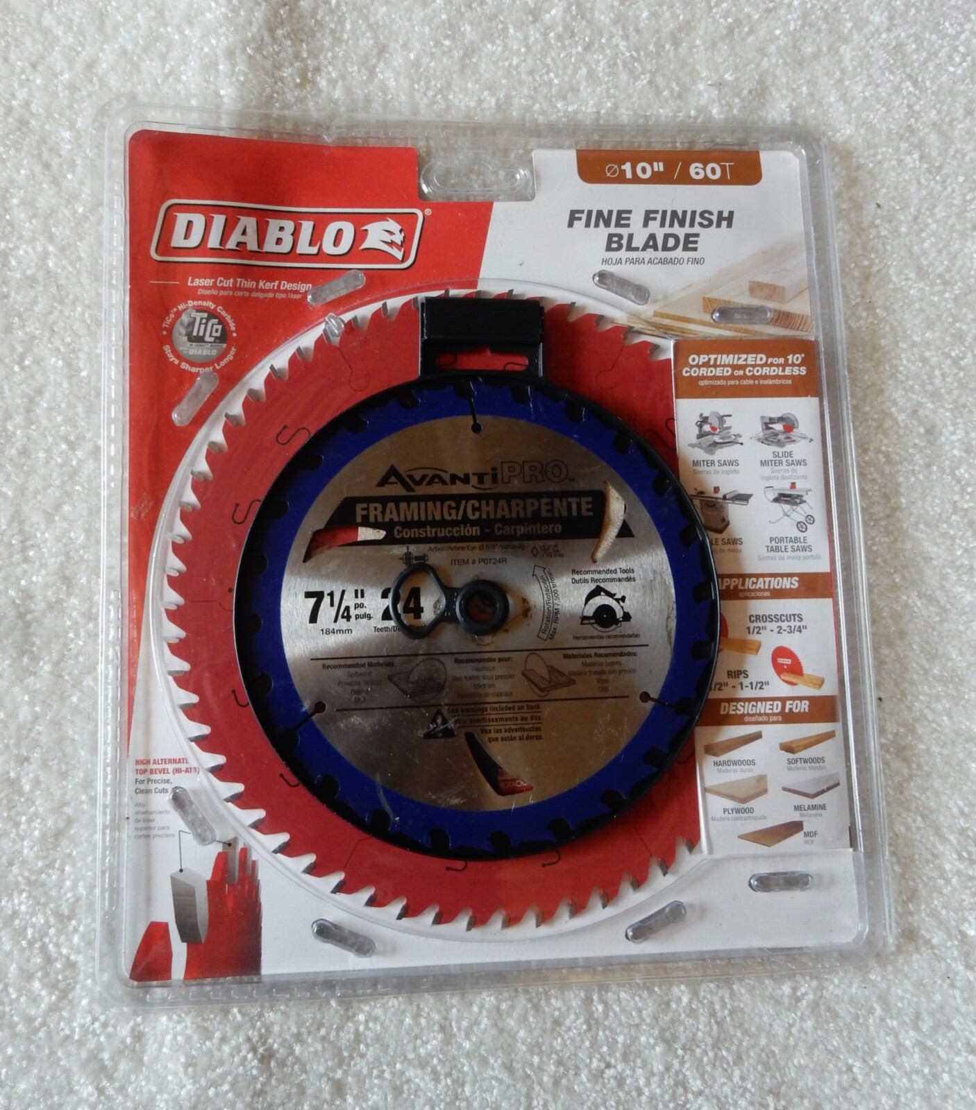 Diablo by Freud D1060X 10" x 60 Tooth Fine Finish Saw Blade and Avanti ...