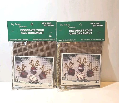 Meri Mac brown tinseled Rudolph 2 pc Lot of 8 #86-56 Christmas ...