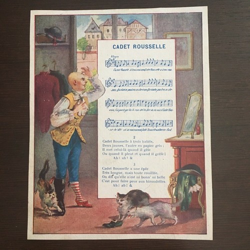 Grand CHROMO 1900 Bon Point Comptine Chanson Cadet Rousselle - Old ...