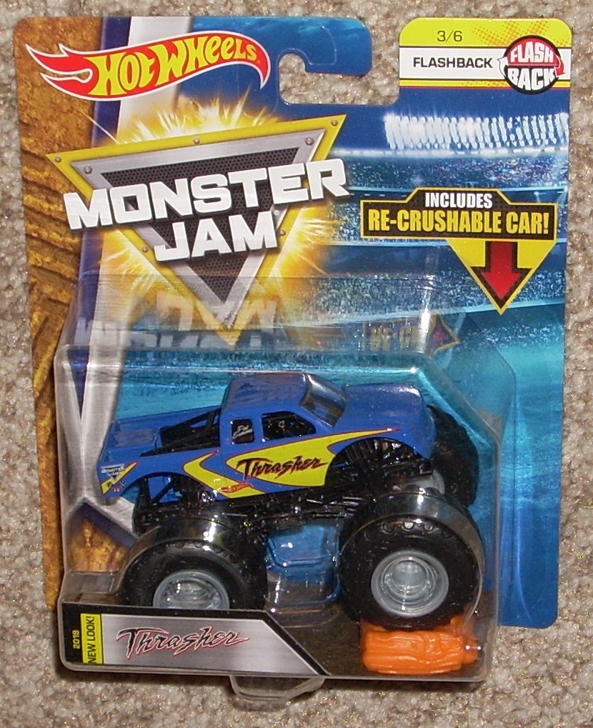 New! 2017 Hot Wheels Monster Jam Thrasher Re-Crushable Car MOC 1:64 ...
