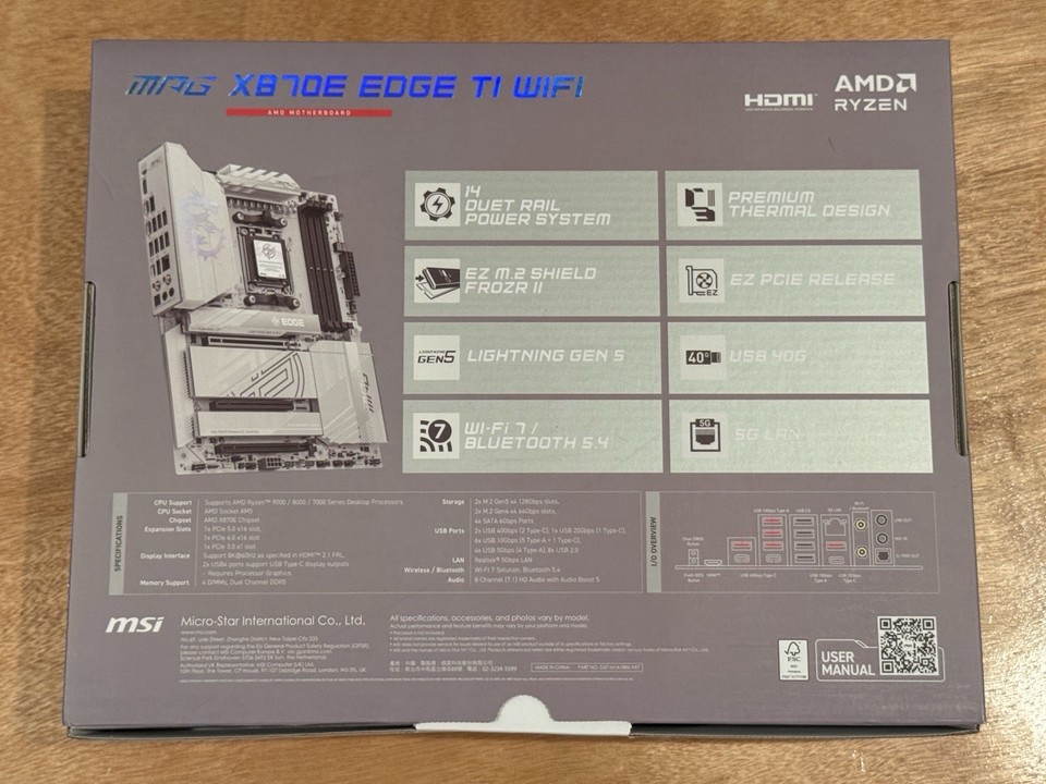 MSI MPG MPG X870E EDGE TI WIFI AM5 AMD X870E SATA 6Gb/s 5G LAN DDR5 M.2 ...