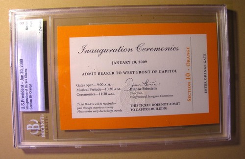2009 Barack Obama Presidential Inauguration Ticket Pass Beckett BGS 8 ...
