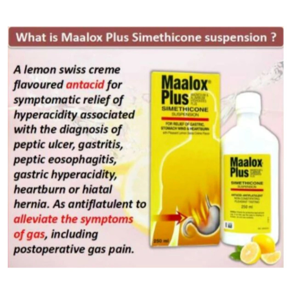 Maalox Plus Simethicone Suspension 250ml For Gastric, Heartburn ...