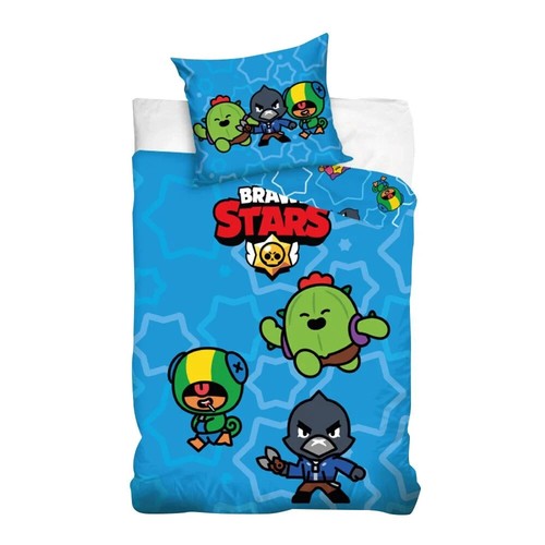 Duvet cover set BRAWL STARS 140×200 blue + 50x70cm 100% Cotton Bed ...