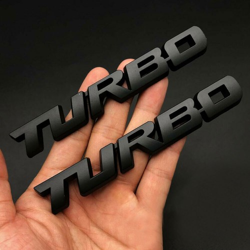 2Pcs Black TURBO Chrome Logo Badge Emblem Decal Car Stickers Styling ...