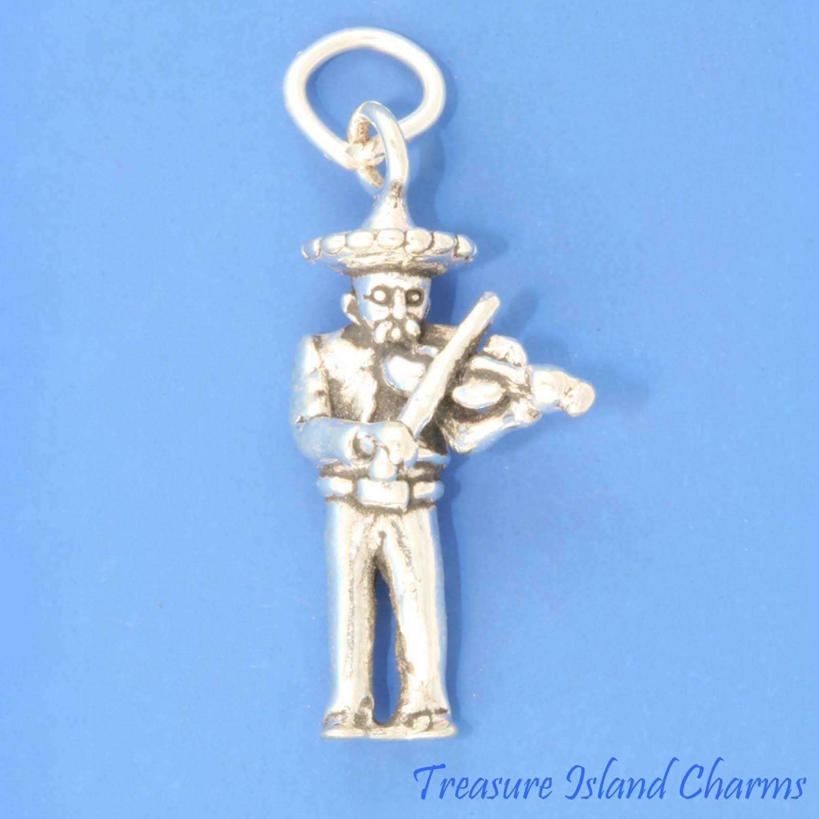 Mexican Mariachi Musician with Violin Fiddle 3D 925 Sterling Silver ...