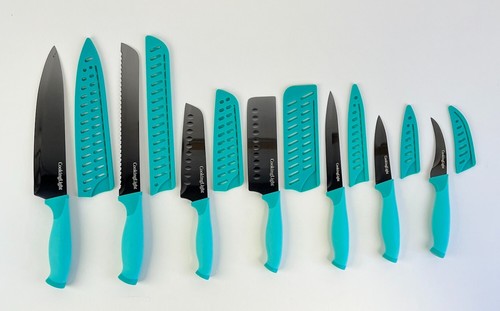 14 Piece Aqua Knife Set 7 Knives/7 Sheaths Titanium-coated Stainless ...