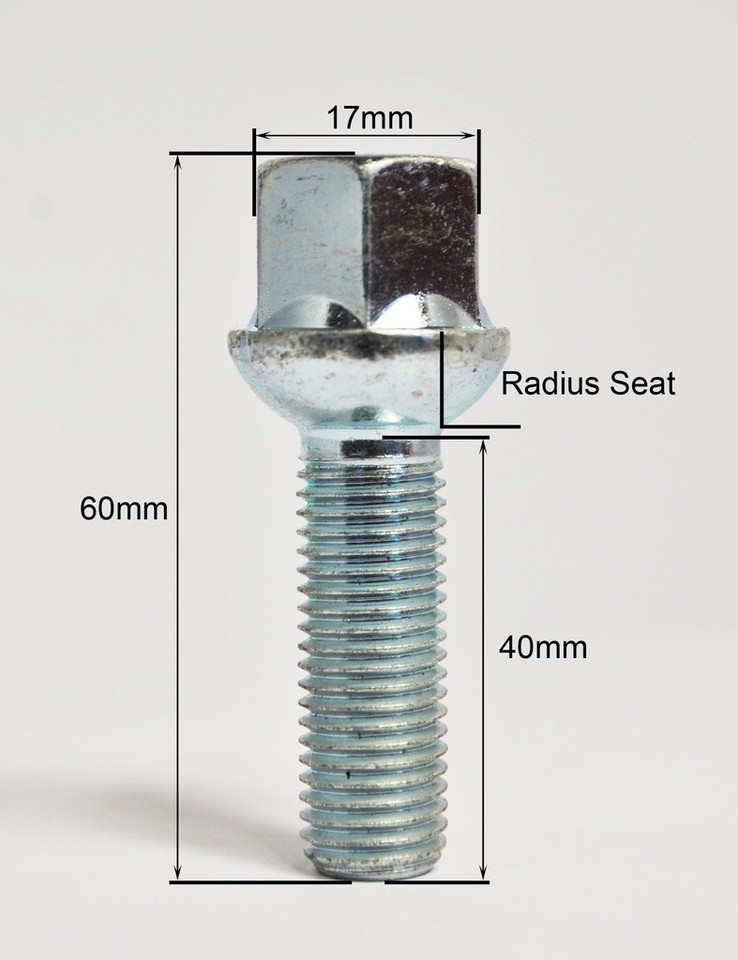 Extended Audi Wheel Bolts M14 x 1.5 40mm Radius (Silver) | eBay