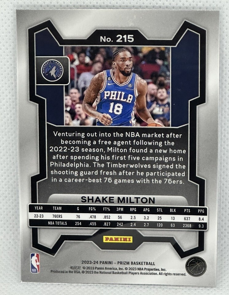 Shake Milton 2023-24 Panini Prizm #215 Minnesota Timberwolves | eBay